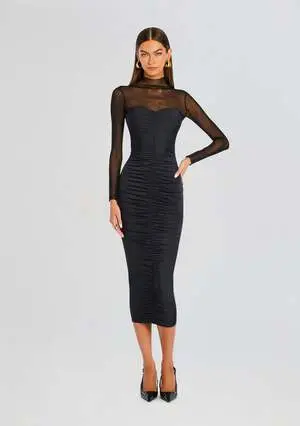 SEROYA Emilyn Midi Dress - Black