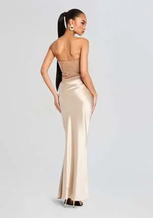 Retrofete Alexandra Embellished Strapless Dress - Latte