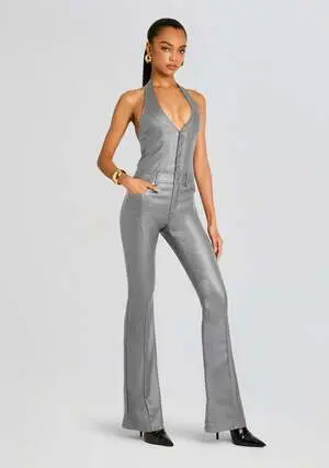 Retrofete Cynthia Coated Denim Jumpsuit - Coated Grey