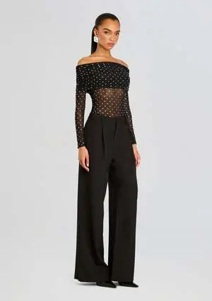 Retrofete Oriana Embellished Mesh Top