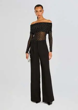 Retrofete Oriana Embellished Mesh Top