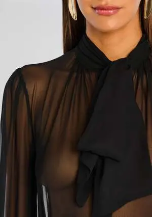 Retrofete Hasli Silk Chiffon Top - Black