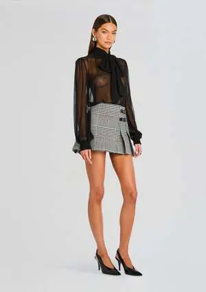 Retrofete Plaid Mini Skirt With Buckle Detail - Glen Plaid