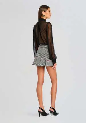 Retrofete Plaid Mini Skirt With Buckle Detail - Glen Plaid