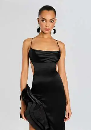 Retrofete Kaitlin Gown With Open Back And Ruffled Hem