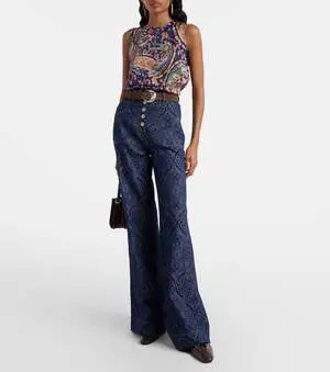 Etro Semi-sheer Jacquard Blouse - Multicoloured