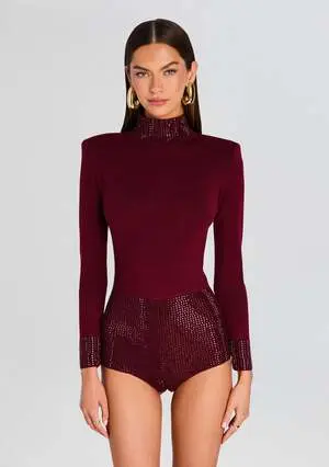 Retrofete Bethanie Embellished Romper - Port