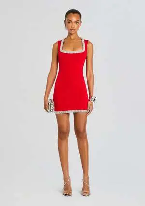 Square Neck Red Cocktail Dresses