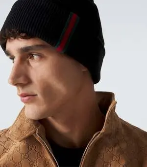 Gucci Web Stripe Wool Beanie