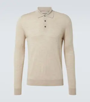 SAMAN AMEL Allen Wool Polo Sweater - Beige