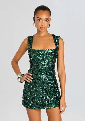 Retrofete Sequin Mini Dress - Pine