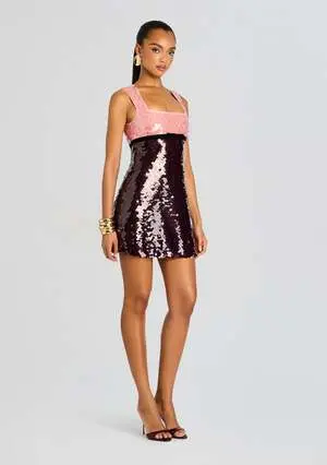 Retrofete Amethyst Sequin Mini Dress - Rose/port/black