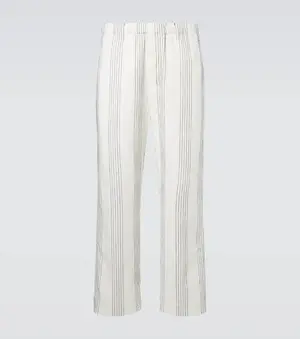 Commas Textured Striped Cotton Straight Pants