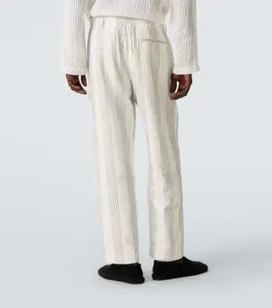 Commas Textured Striped Cotton Straight Pants
