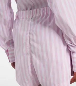 Hunza G Embroidered Striped Cotton Poplin Shorts