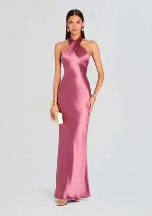 Rose Pink Gowns with Train