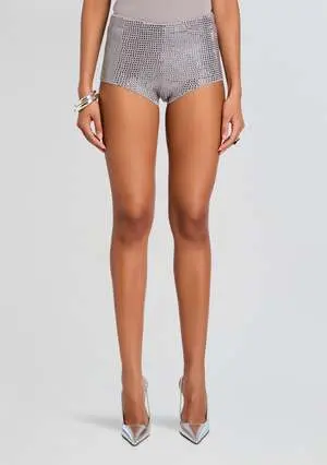 Retrofete Embellished Knit Shorts - Cloud/gunmetal