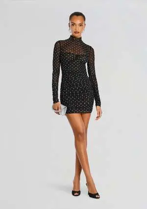 Retrofete Cossette Embellished Mini Dress - Black/silver