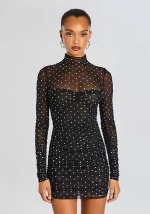 Retrofete Cossette Embellished Mini Dress - Black/silver