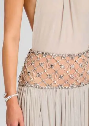 Retrofete Embellished Halterneck Gown - Silver Cloud