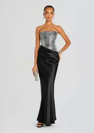 Retrofete Alexandra Embellished Strapless Dress - Black/silver
