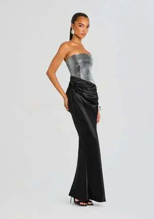Retrofete Alexandra Embellished Strapless Dress - Black/silver
