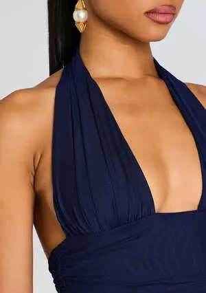 SEROYA Bimini Mesh Halter Top - Navy