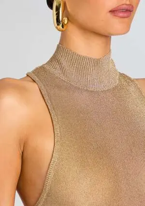 SEROYA Gio Metallic Knit Mini Dress