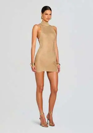 SEROYA Gio Metallic Knit Mini Dress