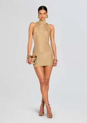 SEROYA Gio Metallic Knit Mini Dress