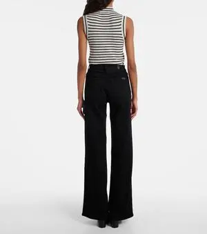 7 For All Mankind Lotta High-rise Wide-leg Jeans - Black