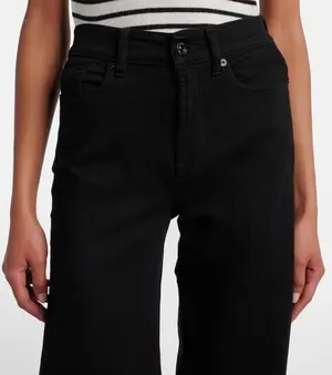 7 For All Mankind Lotta High-rise Wide-leg Jeans - Black