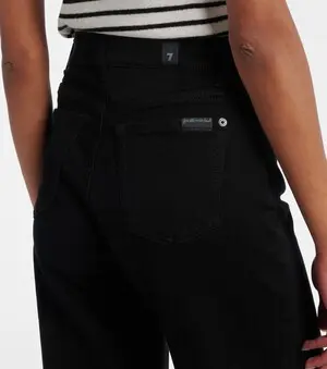 7 For All Mankind Lotta High-rise Wide-leg Jeans - Black