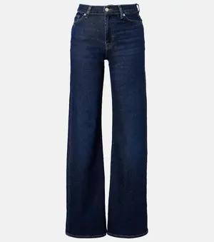 7 For All Mankind Lotta High-rise Wide-leg Jeans - Blue