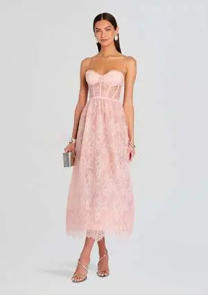 Retrofete Kendy Lace Midi Dress - Peche