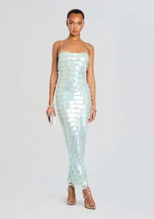 Retrofete Alana Sequin Midi Dress - Eucalyptus