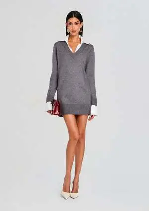SEROYA Karli Mini Dress - Medium Grey