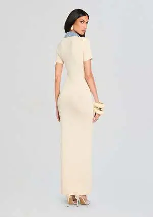 SEROYA Reye Knit Maxi Dress - Eggshell/coastline