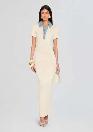 SEROYA Reye Knit Maxi Dress - Eggshell/coastline