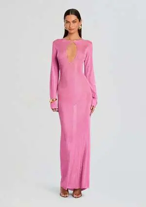 Pink Knit Maxi Dresses