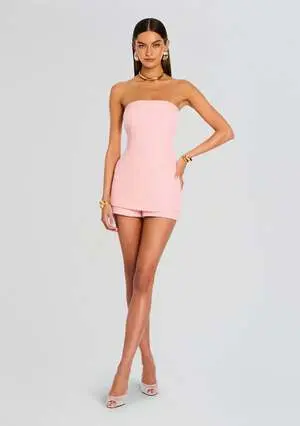 SEROYA Terry Boucle Romper - Coral Blush