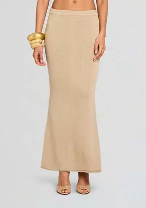 SEROYA Kora Knit Maxi Skirt - Stone
