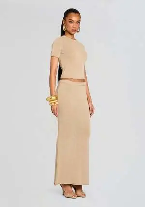 SEROYA Kora Knit Maxi Skirt - Stone