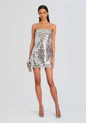 Retrofete Amalie Sequin Mini Dress - Silver Cloud