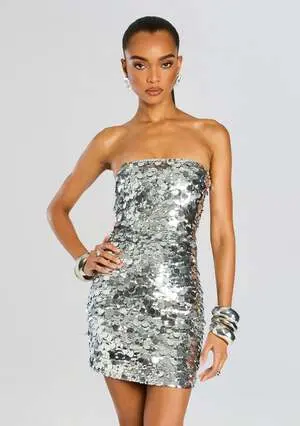 Retrofete Nolia Sequin Embellished Mini Dress - Silver