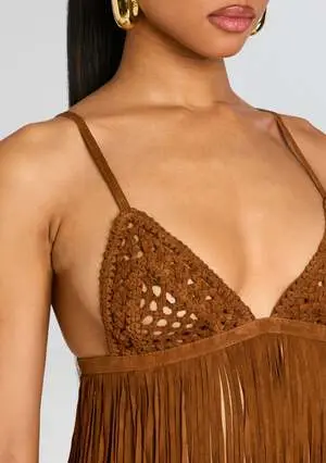 Retrofete Jacinta Suede Fringe Bra