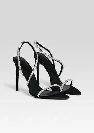 Retrofete Erminia Embellished Sandal - Black/crystal