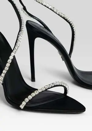 Retrofete Erminia Embellished Sandal - Black/crystal