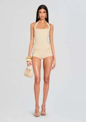 Retrofete Fallyn Knit Romper - Metallic Bone