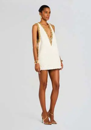 Retrofete Simmie Mini Dress - White/gold